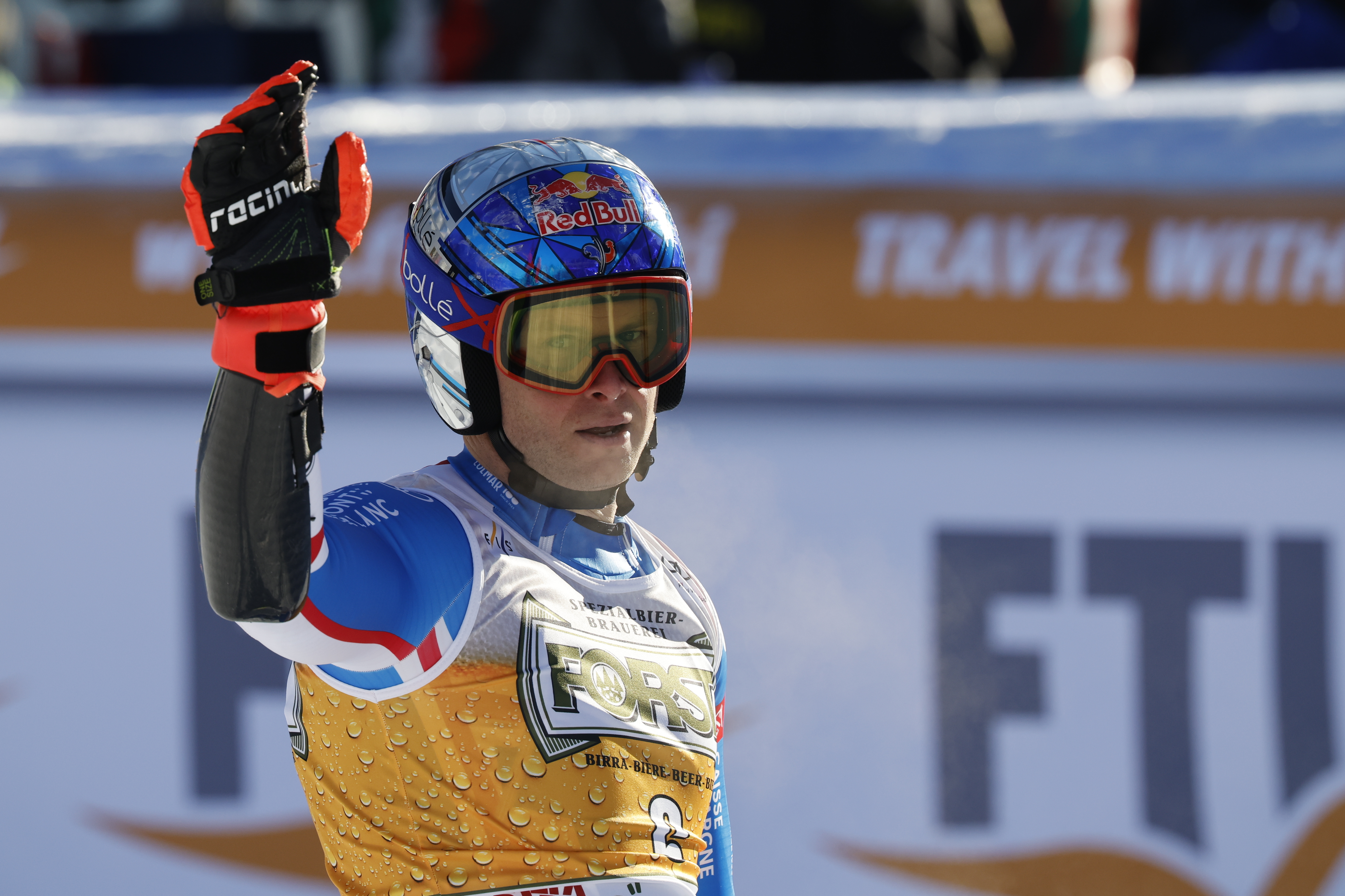 FIS Alexis Pinturault celebrates comeback to the slopes after his knee injury